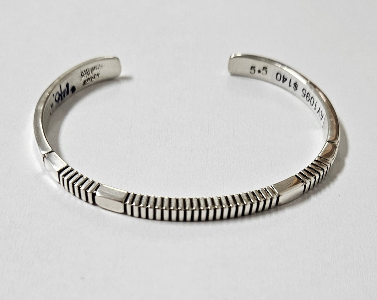 1095 Narrow stamped silver cuff — Turquoise Tortoise Gallery