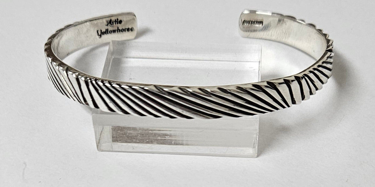 1216 Stamped Silver Cuff — Turquoise Tortoise Gallery