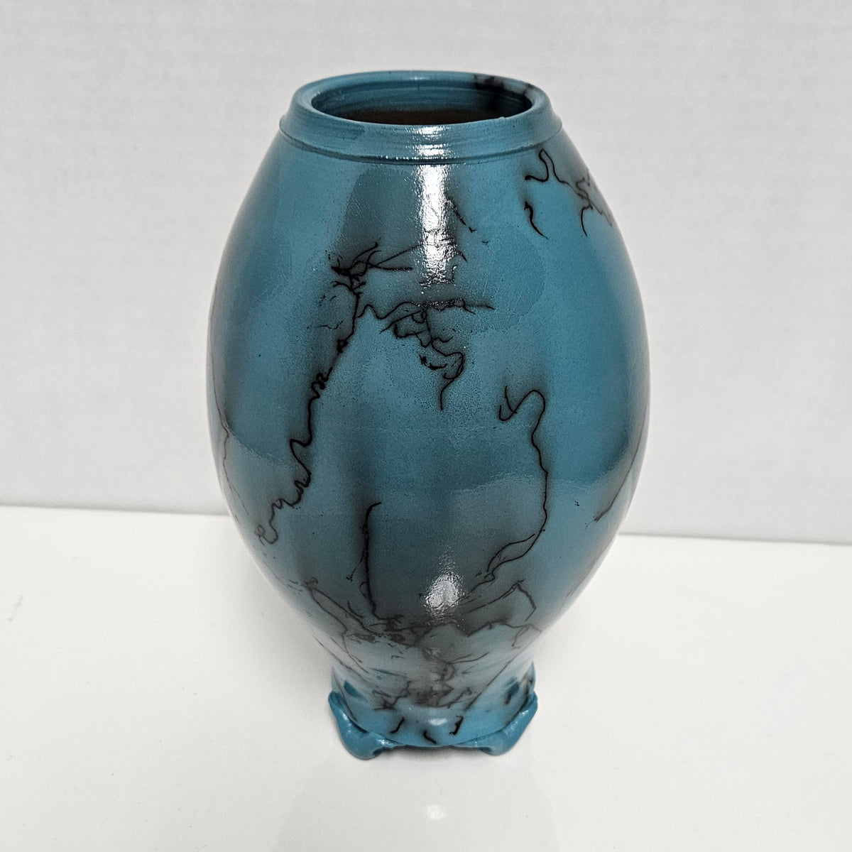 BS544 Small Horsehair Vase - blue — Turquoise Tortoise Gallery