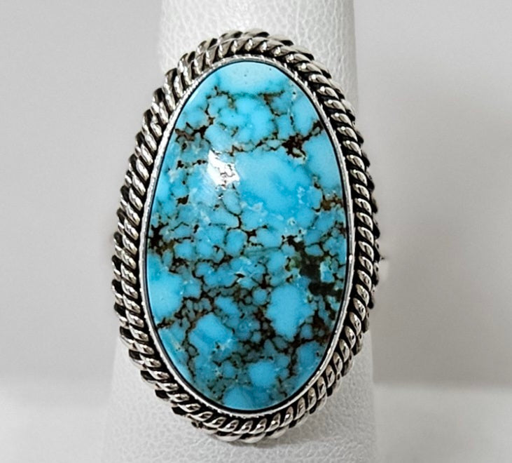 925 Kingman Turquoise with twist wire Ring — Turquoise Tortoise Gallery
