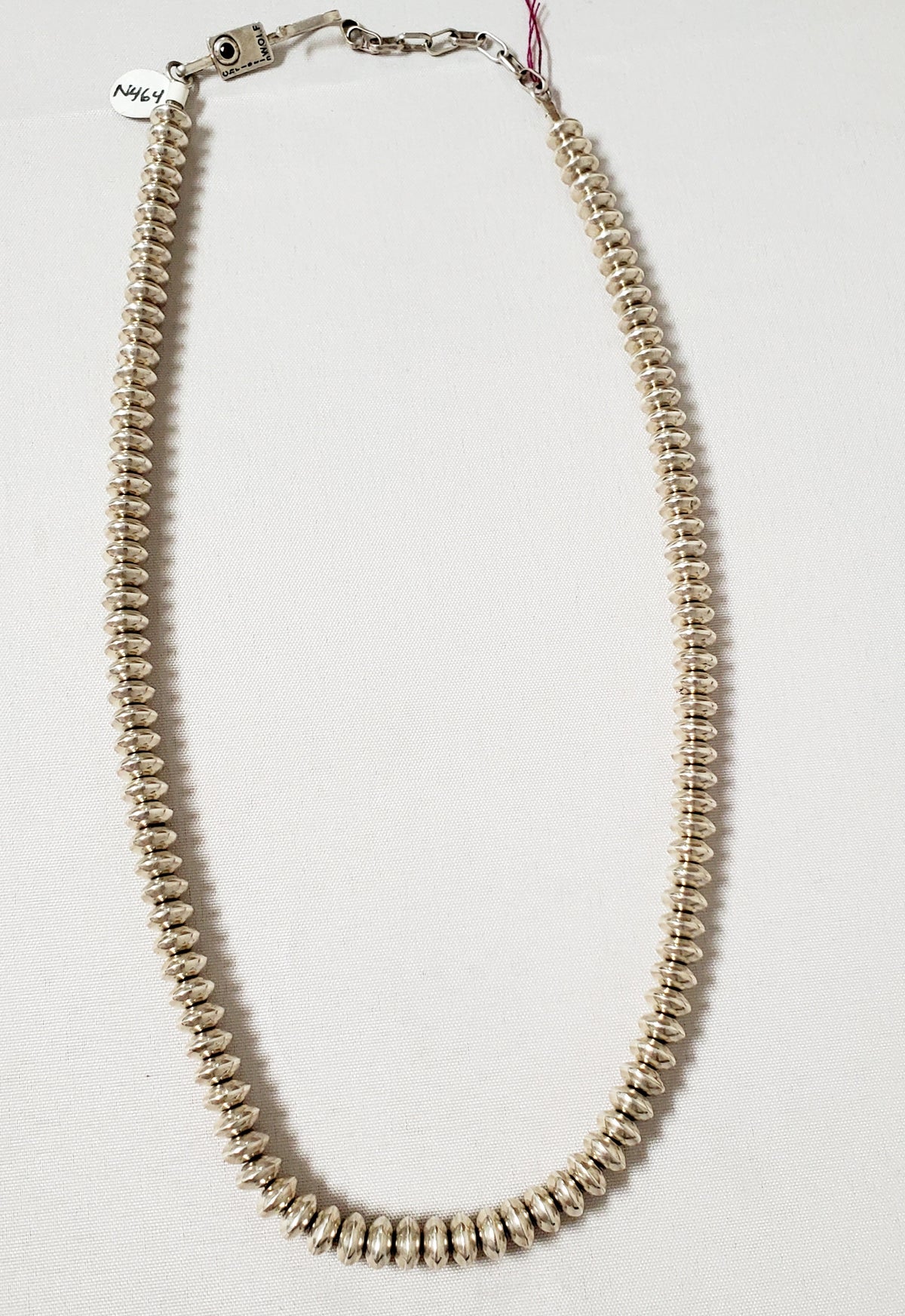 CWN464 Navajo Pearl 8mm saucer bead necklace — Turquoise Tortoise Gallery