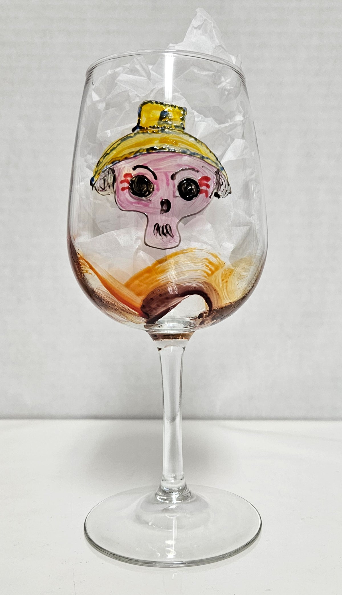LLWine Stemmed White Day of the Dead 15 — Turquoise Tortoise Gallery