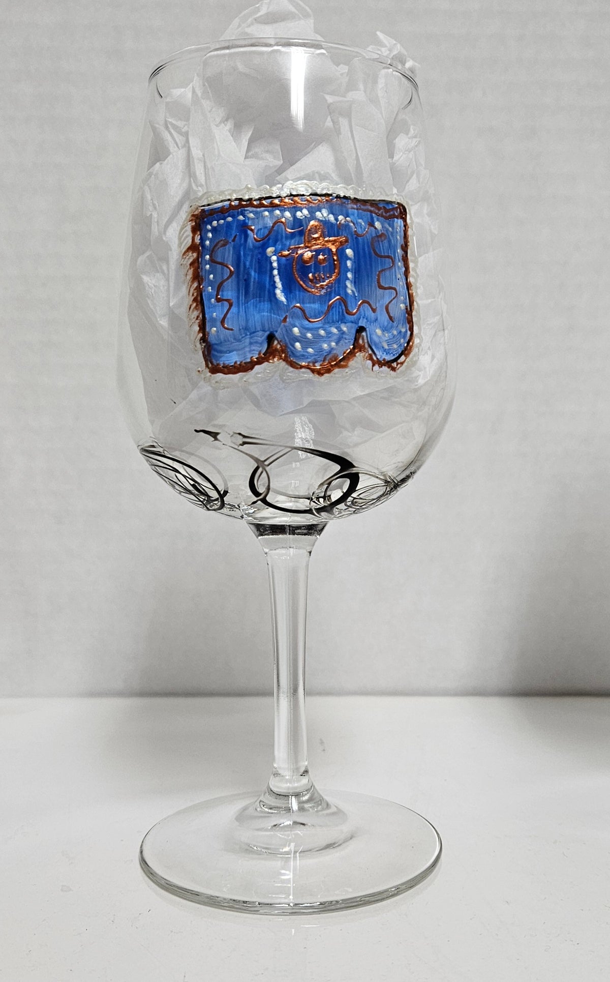 LLWine Stemmed White Day of the Dead 25 — Turquoise Tortoise Gallery