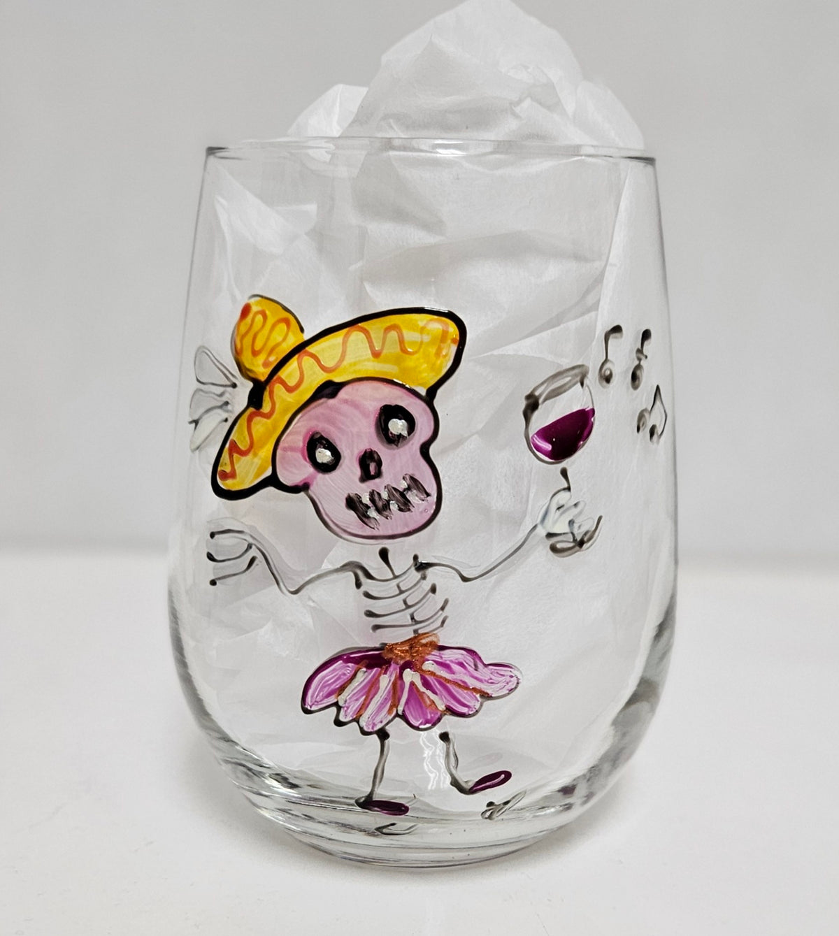 LLWine Stemless Day of the Dead 7 — Turquoise Tortoise Gallery